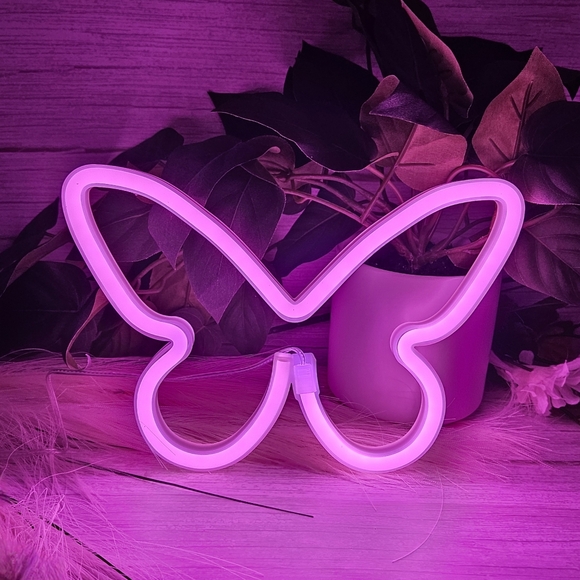 Accents | Pink Butterfly Led Neon Light Battery Or Usb Operated | Poshmark